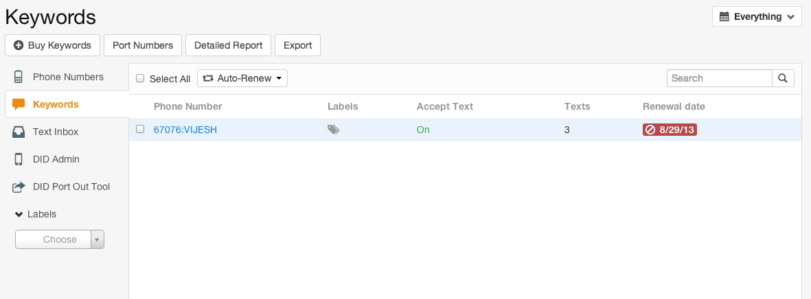 Releasing a Keyword | CallFire